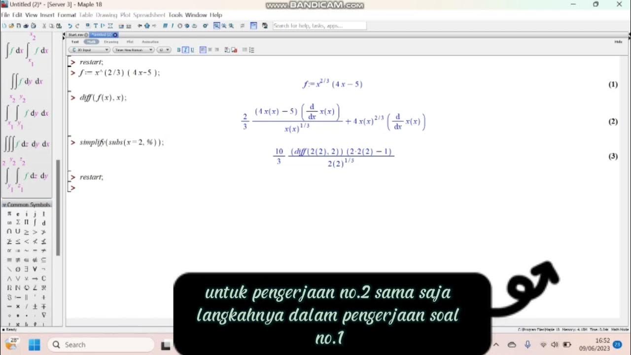 Tutorial pengerjaan Turunan menggunakan Maple!! - YouTube