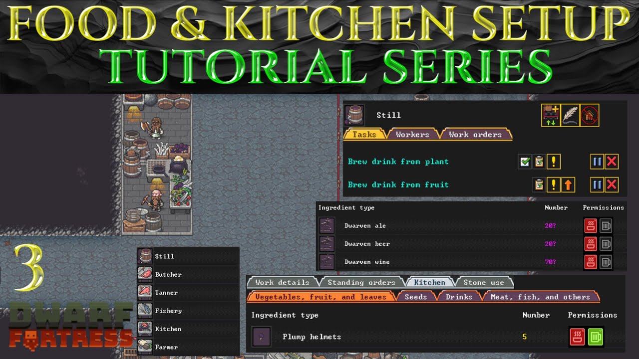 FOOD & KITCHEN SETUP - Full DWARF FORTRESS Guide Ep 03 - YouTube