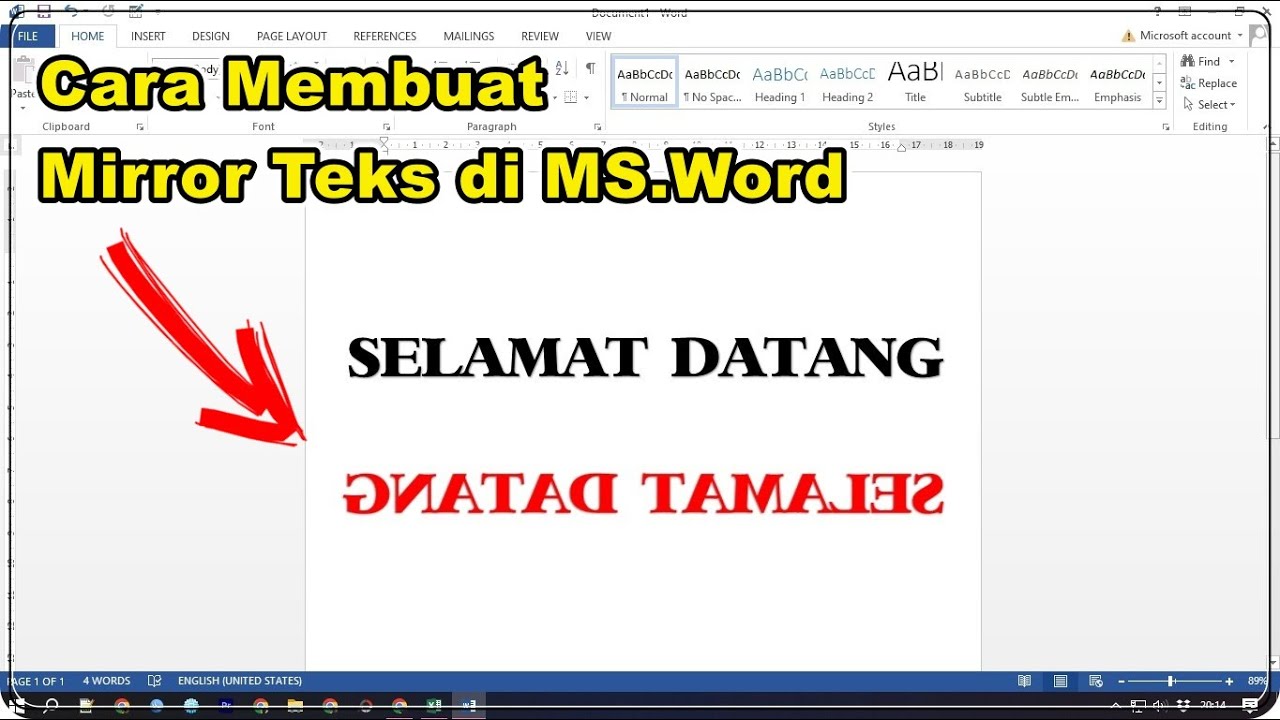 CARA MEMBUAT MIRROR TEKS DI MS WORD - YouTube