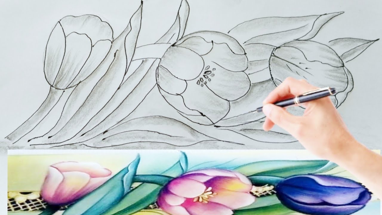 How to draw flower design step by step/flower sketching/ phool banana ...