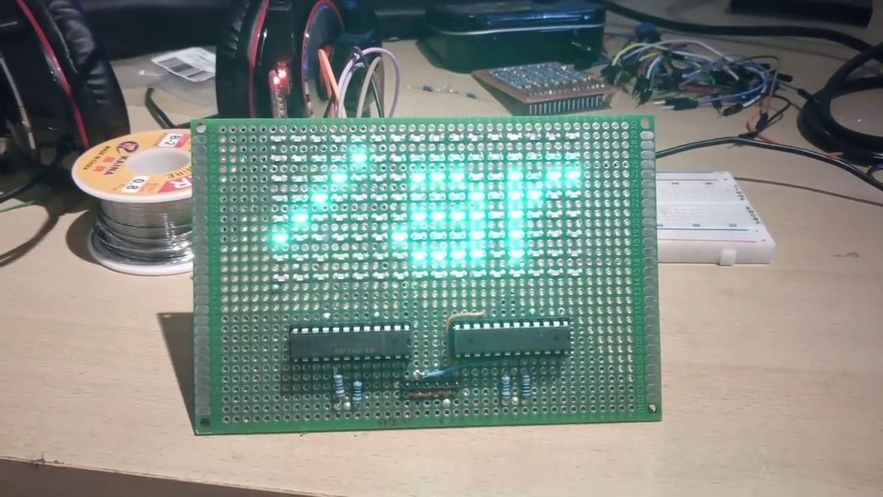 8x16 Perfboard LED Matrix - YouTube