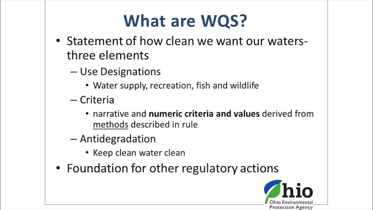 Ohio EPA Water Quality Standards Triennial Review - YouTube
