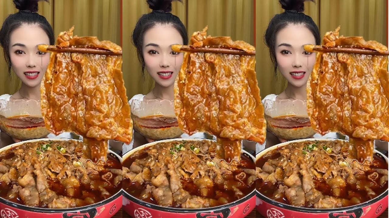 asmr mukbang chinese food challenge | eat a pot of fat beef | 기름진 쇠고기 한 ...