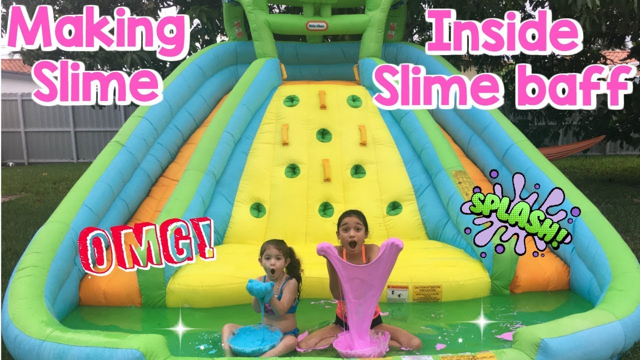 Making SLIME In A BOUNCE HOUSE Challenge! - YouTube
