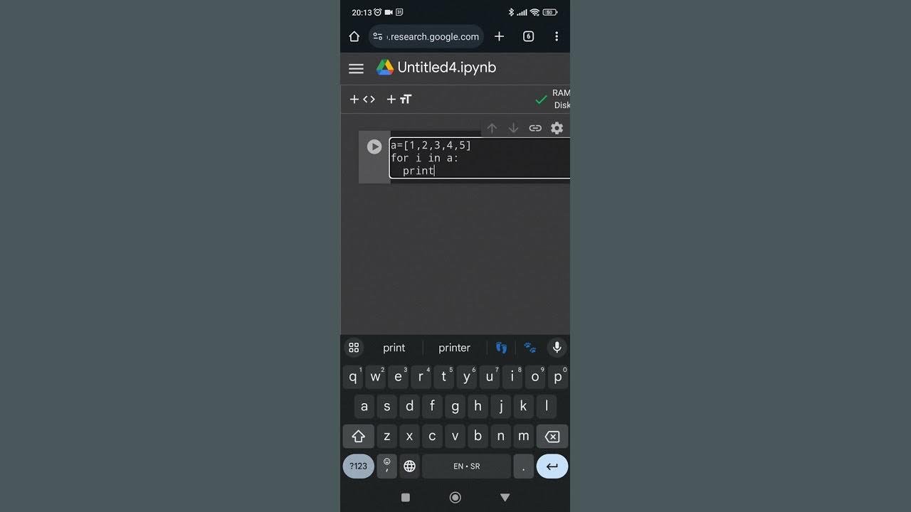 for loop in Android Google Colab - YouTube