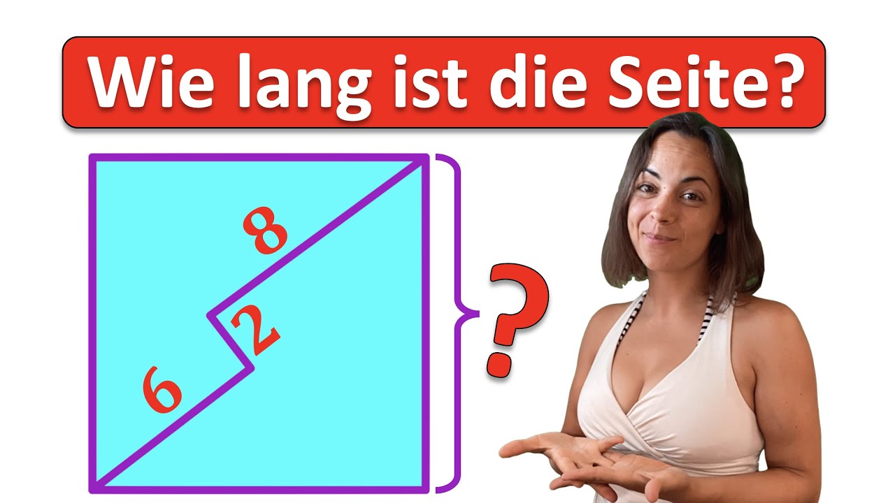 🦋🦋🦋 WUNDERSCHÖNES MATHE GEOMETRIE RÄTSEL mit sehr eleganter Lösung | Seitenlänge Quadrat ...