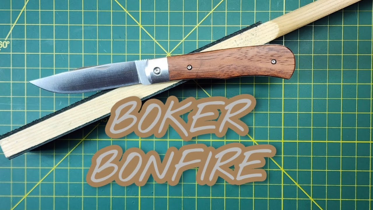 BOKER BONFIRE D2 BUBINGA WOOD, Very nice fit n finish,. Liner lock with ...