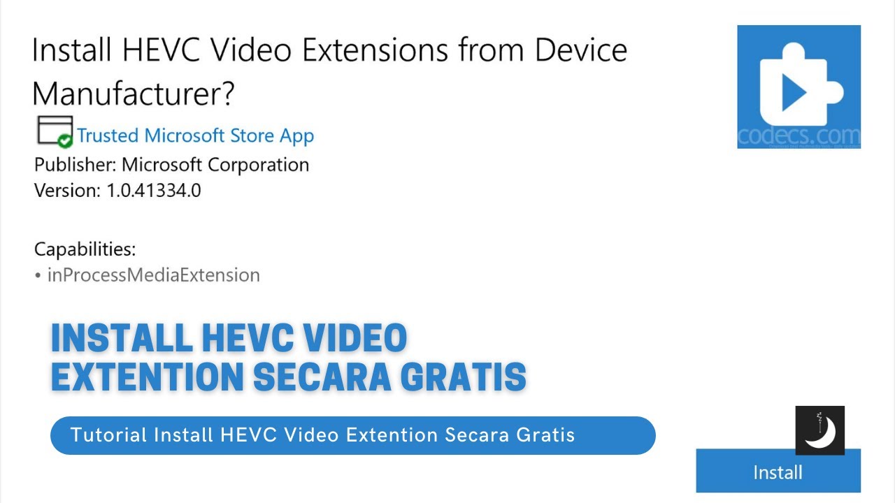 Cara Install HEVC Video Extention Gratis di Windows 10 / 11 - YouTube