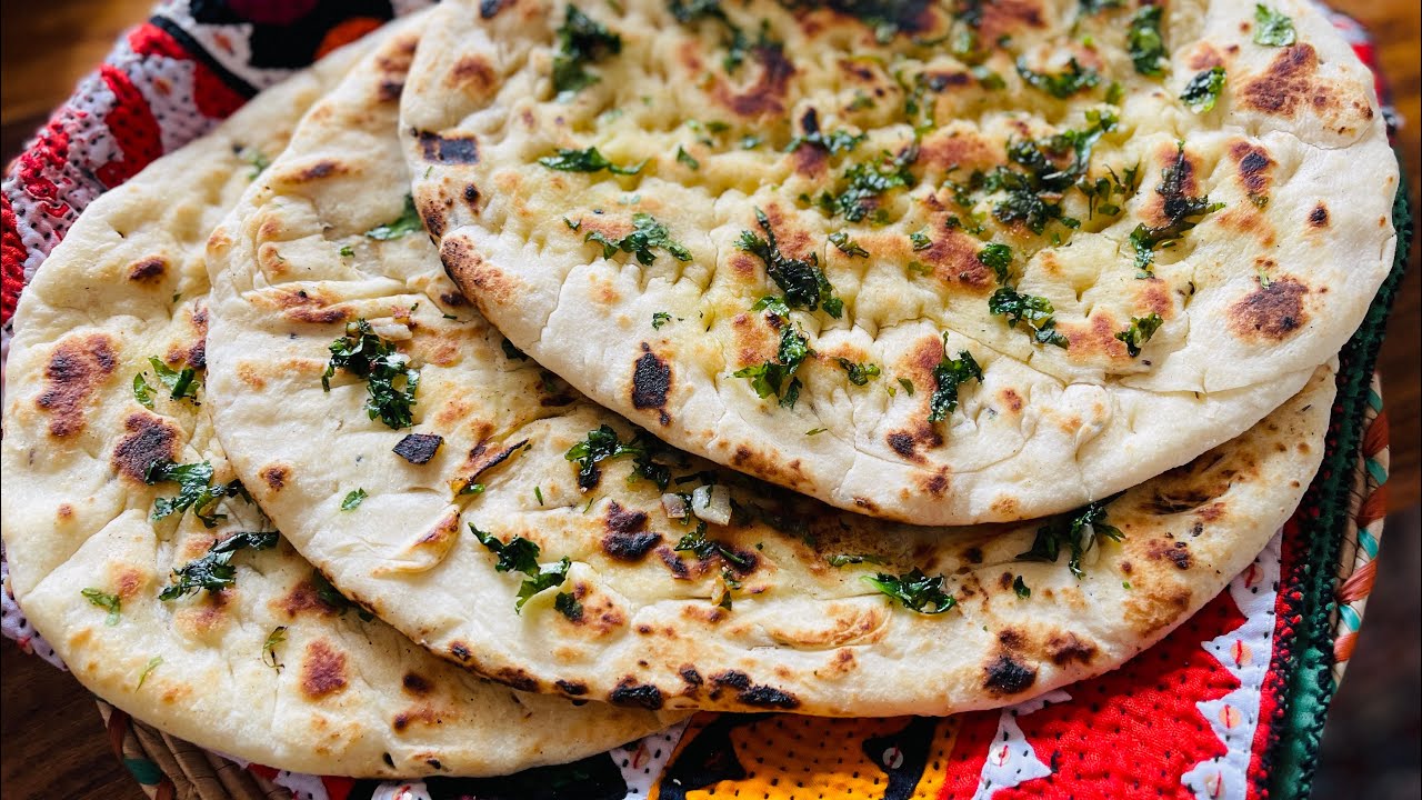 Naan Recipe | Tandoori Naan without oven / Yeast | Butter Naan | Garlic ...