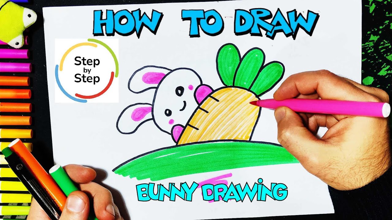 How to Draw an Adorable Cartoon Bunny - Step by Step Guide - YouTube