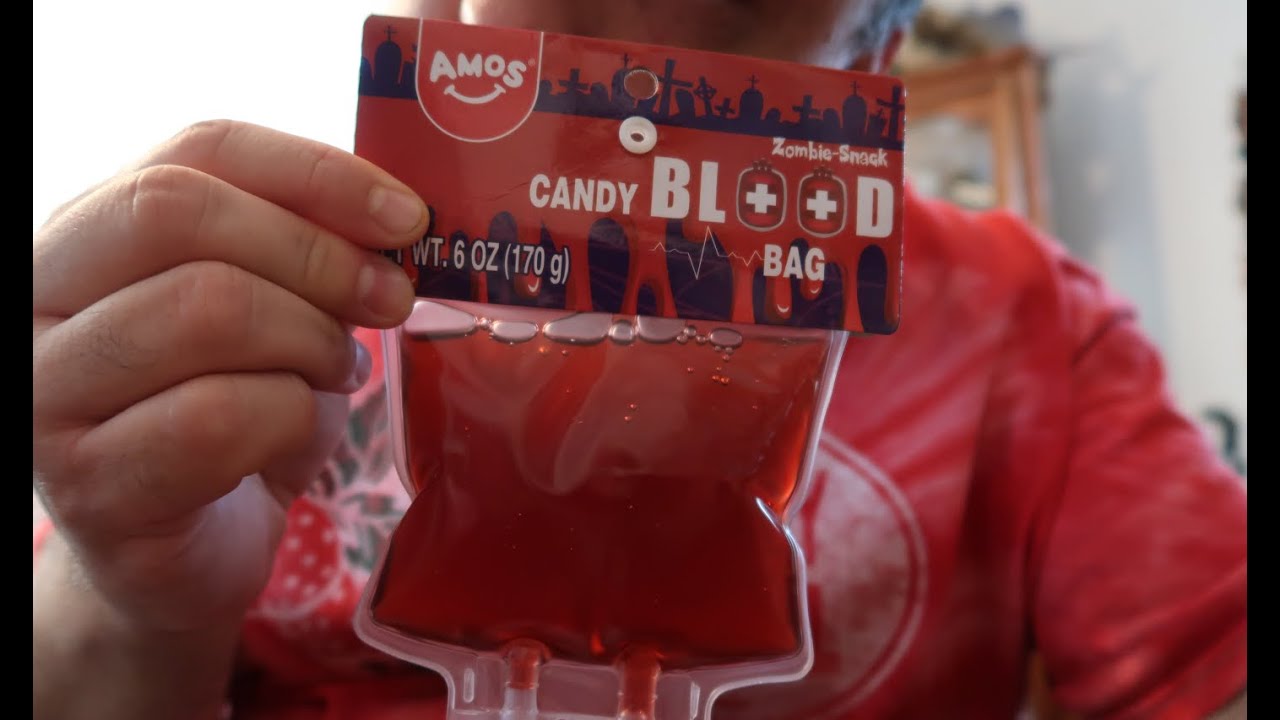 Amos Candy Blood Bag Review & Taste Test Odd Halloween Treat! 2023 ...