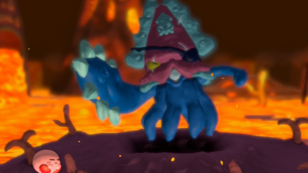 Kirby and the Rainbow Curse - Flame Squid Lance (World 6) Boss Battle ...