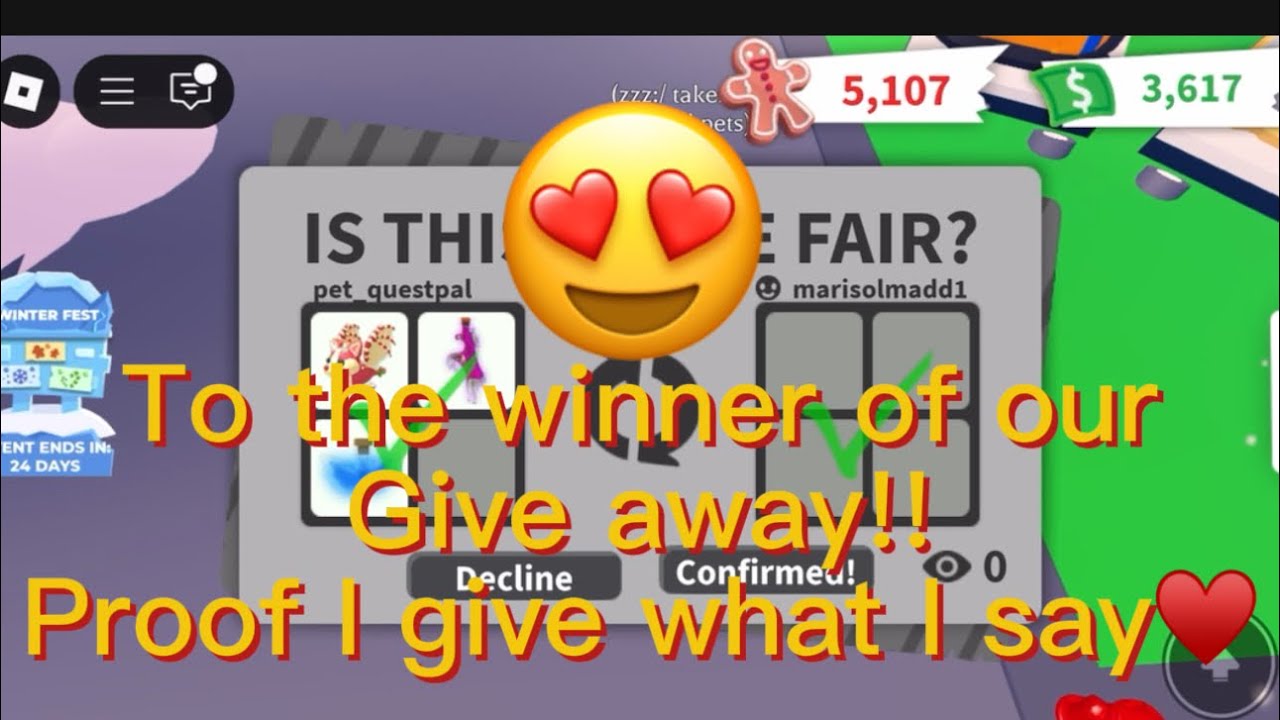 Adopt me giveaway proof!!! I do give the pets i say!! - YouTube