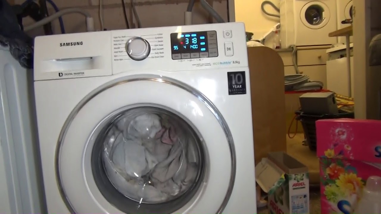 Samsung Ecobubble WF80F5U4W Washing Machine : Fuzzy logic weigh load ...