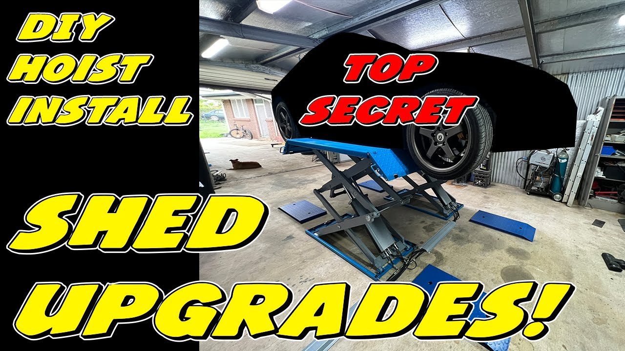 Scissor Car Hoist Install - Shed Upgrades - AAQ 3000kg Scissor Lift ...