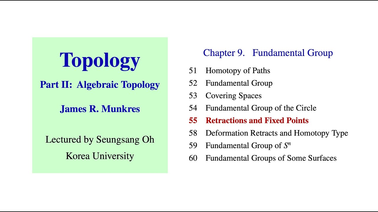 오승상 위상수학 Algebraic Topology 11 - Retractions and Fixed Points 2 - YouTube