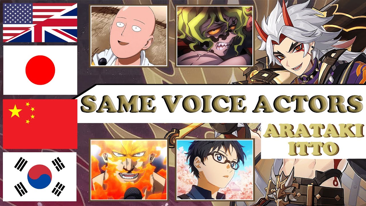 Genshin - Arataki Itto ALL Language Voice Actors, Same Anime & Game ...