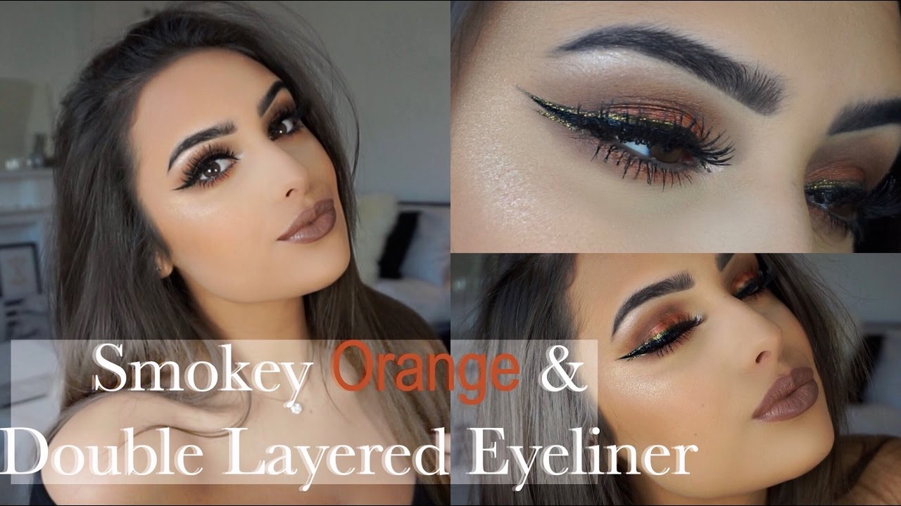 Dramatic Smokey Orange & Double Layered Eyeliner Eye TUTORIAL - YouTube