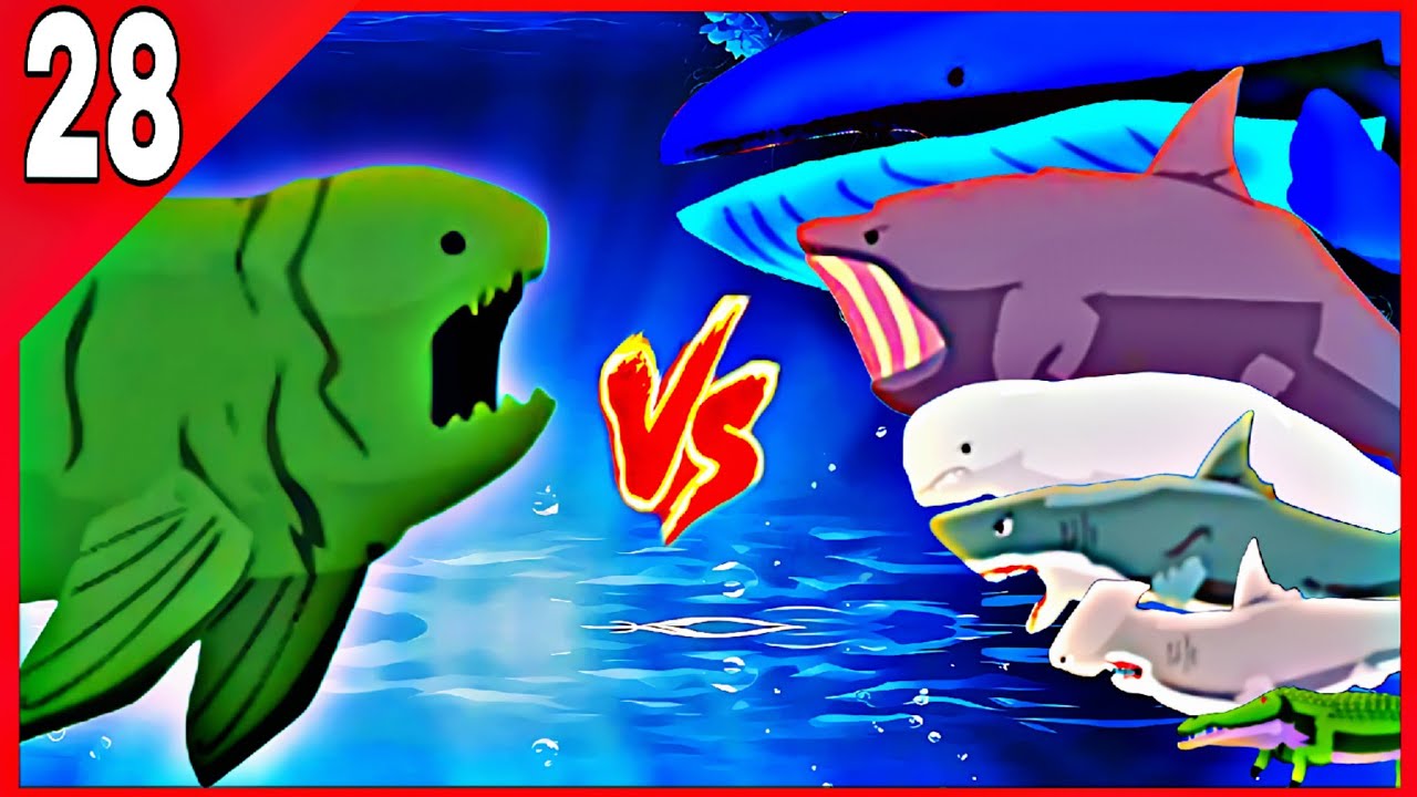 Hatchling Bloop vs Ocean Titans | Sharks, Crocodile & Blue Whale Clash ...