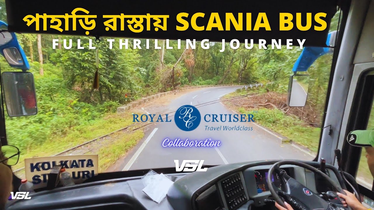 13.7 Meter Long Royal Cruiser Scania Multiaxle Bus driving on HILL ...
