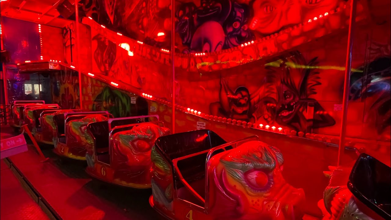 Demons Revenge Ghost Train, Rainbow park Hunstanton - On ride - YouTube