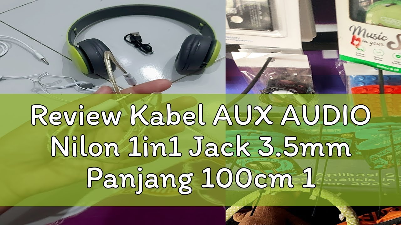 Review Kabel AUX AUDIO Nilon 1in1 Jack 3.5mm Panjang 100cm 1m HP ...