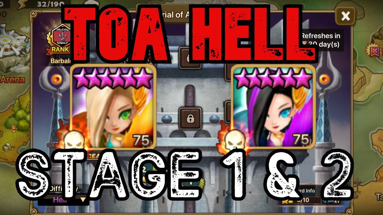 SUMMONERS WAR / TOA HELL STAGES 1 AND 2 SEARA AND GIANA DECEMBER 2020 ...