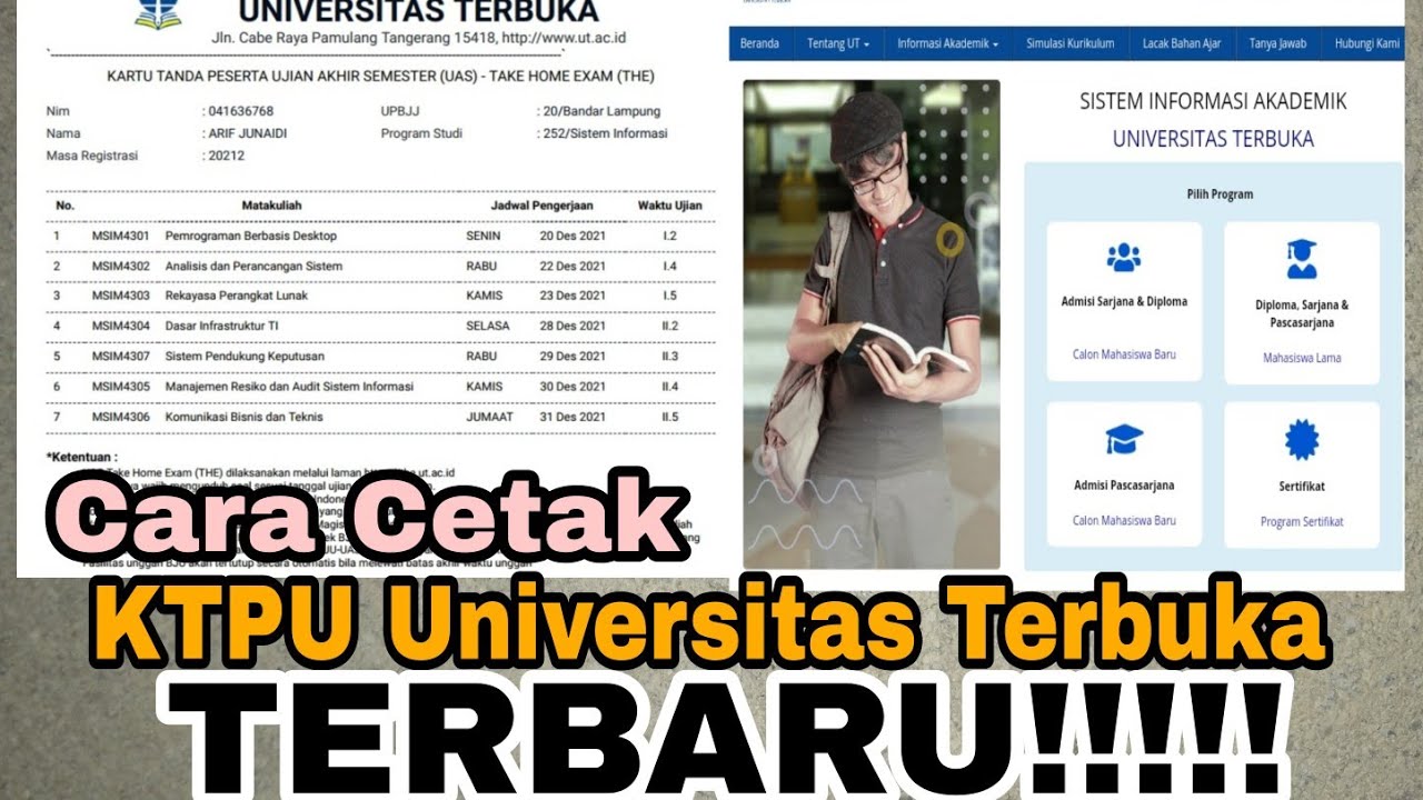Cara cetak KTPU, Kartu Tanda Peserta Ujian Universitas Terbuka, TERBARU ...