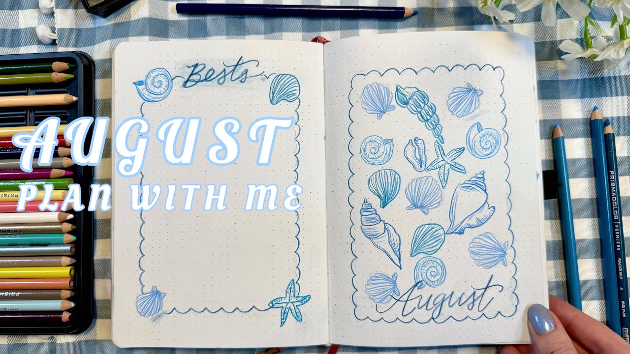 August 2025 Plan with Me | Seashells Bullet Journal Theme 🐚 - YouTube