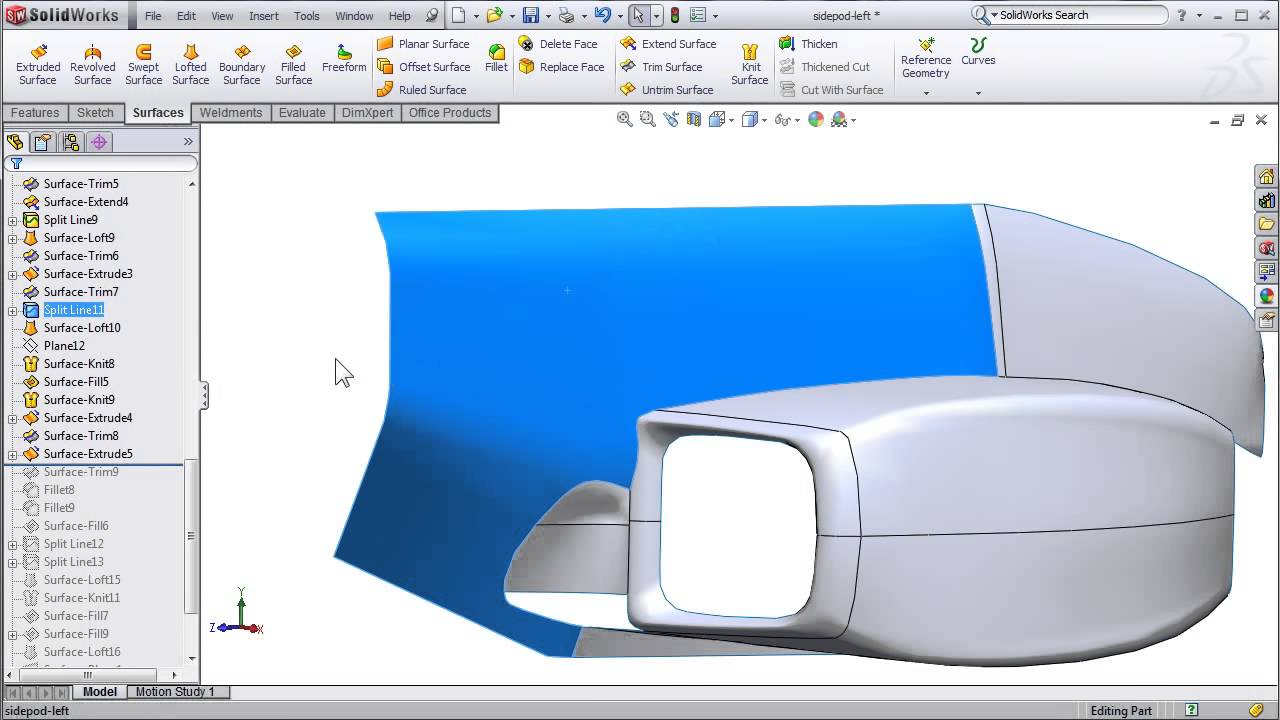 SolidWorks Surfacing to Create FSAE Body Work Part 2 - YouTube