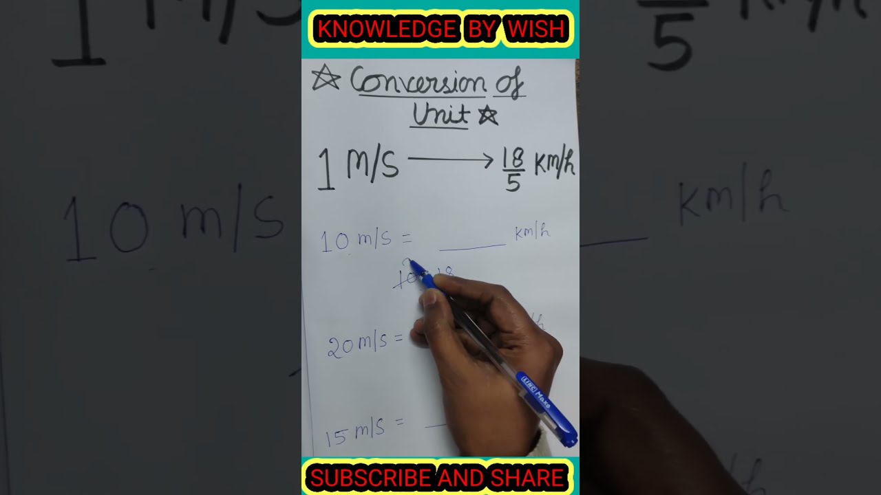 Conversion Of Unit M sec To Km h YouTube Conversion Of Unit M sec To Km h YouTube