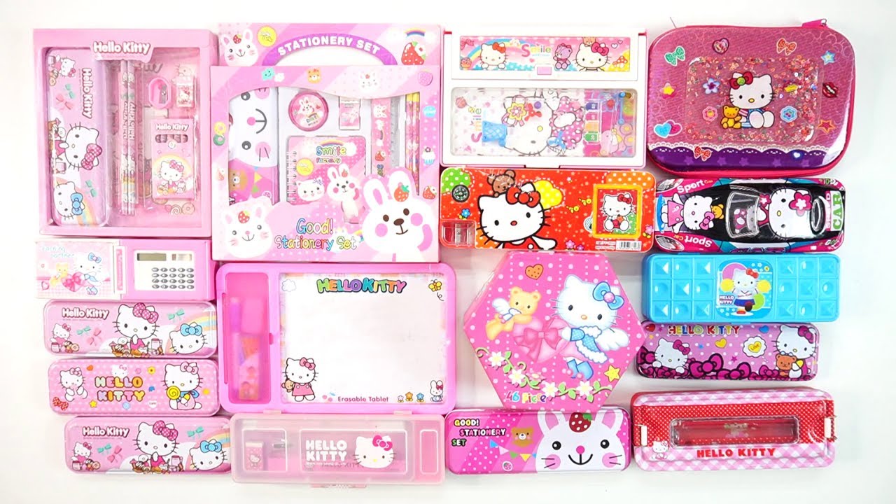 Pink hello kitty Stationery Collection of geometry,pencil box ...