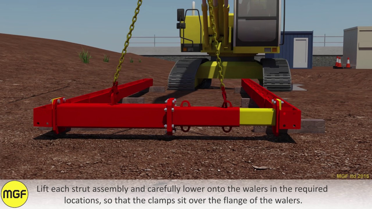152 UC Waler & 250kN Hydraulic Strut | Safe System of Work | MGF - YouTube