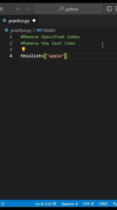Remove Specified index #python #coding #code #shorts - YouTube