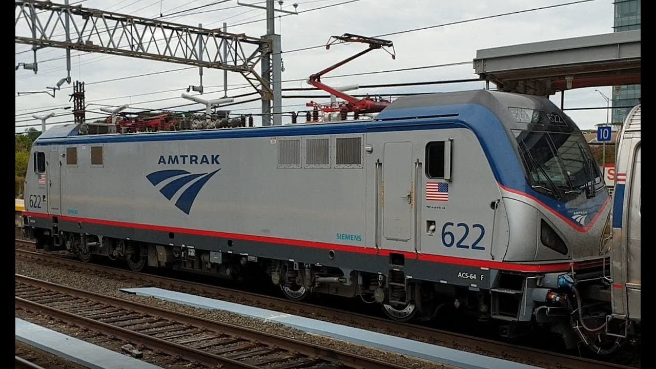 Amtrak ACS-64 fährt von Stamford nach Washington ab - YouTube