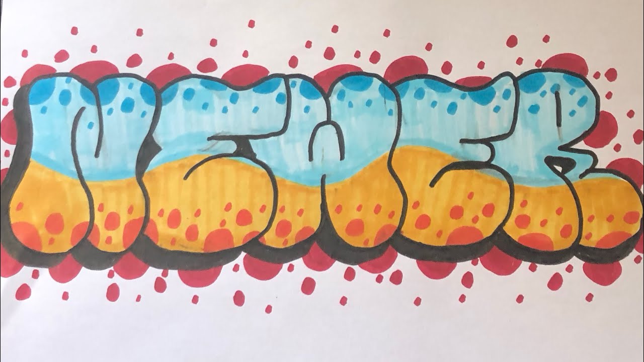 Throw up graffiti NEWER drawing | How to draw throwie graffiti style ...