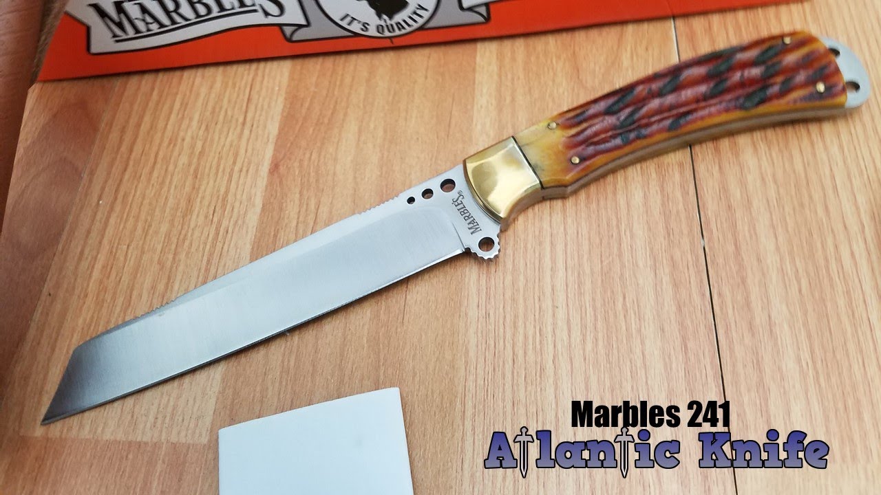 MARBLES 10" FIXED FULL TANG BONE TANTO KNIFE - 241 - YouTube