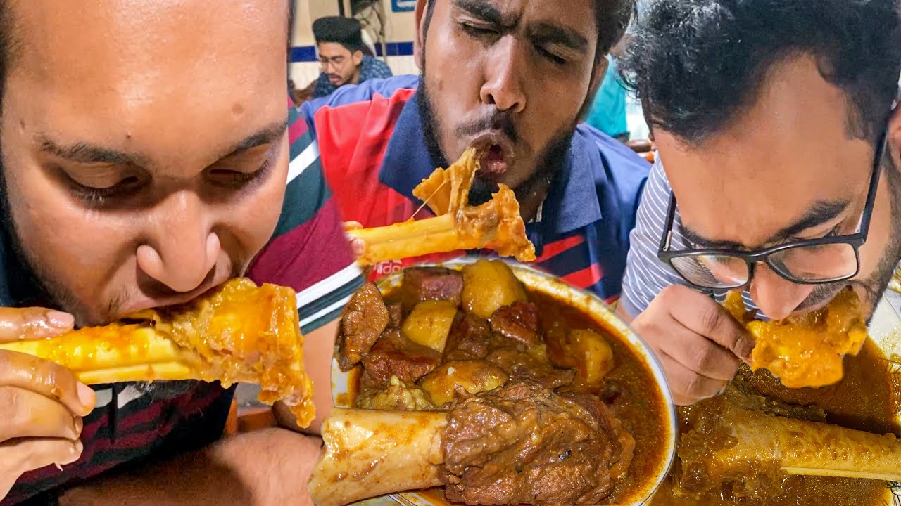 Eating Dinner(Spicy Nalli/Meat Curry/Nihari/Paya & Roti Paratha) With ...