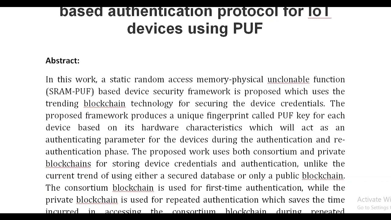 Private and consortium blockchain based authentication protocol for IoT devices using PUF - YouTube