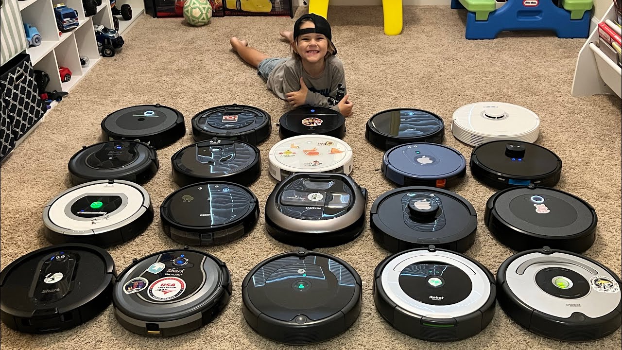1 HOUR! 20 Robot Vacuums Clean the Playroom! - YouTube