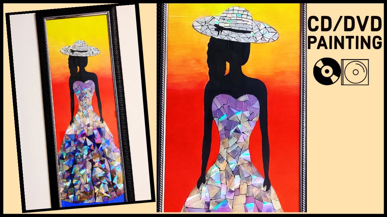 How to Make Beautiful CD/DVD Painting || CD/DVD Craft || Home Decor ...