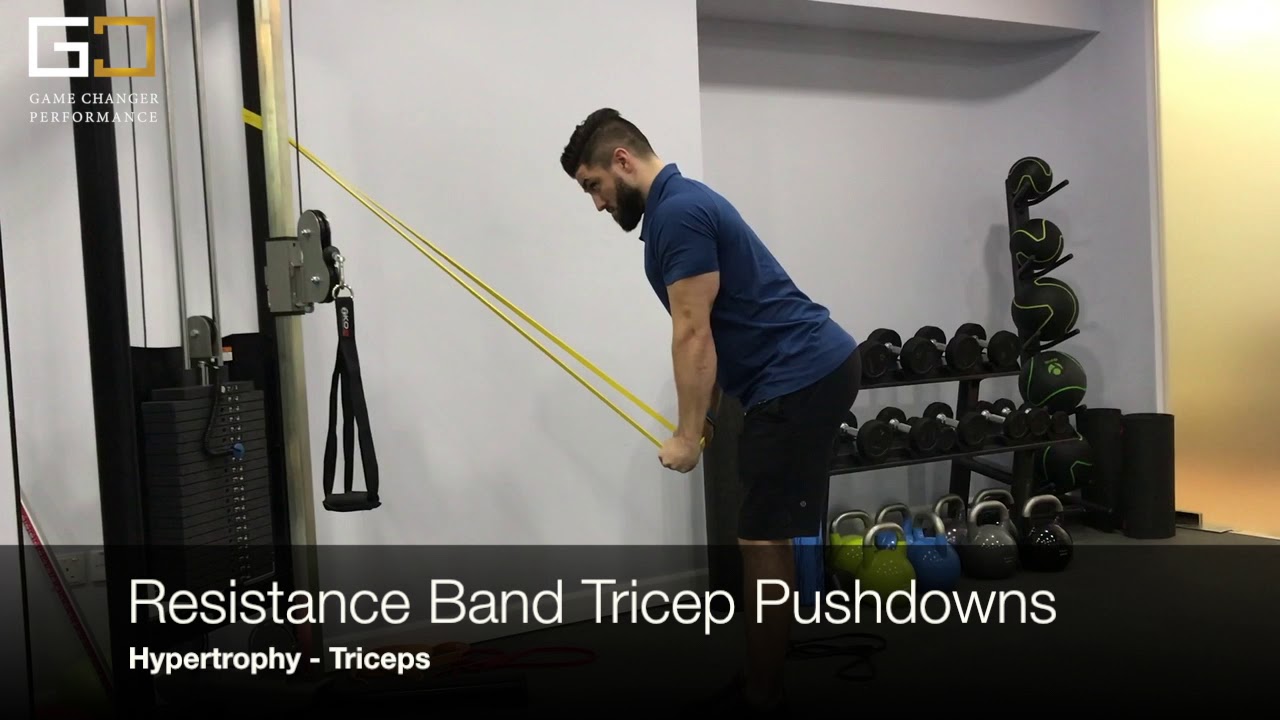 Resistance Band Tricep Pushdowns - YouTube
