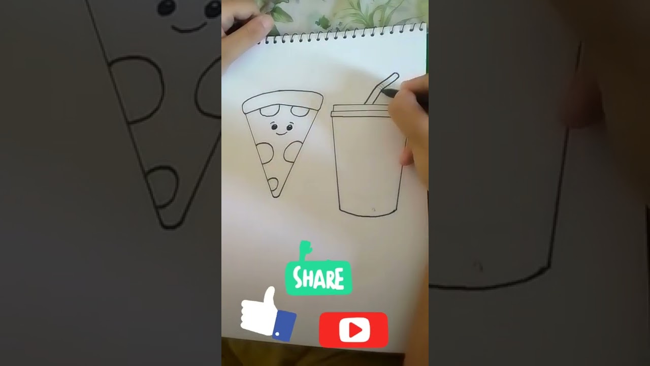 How to draw pizza and drink Easy drawing tutorial with fiza Rida #art # ...