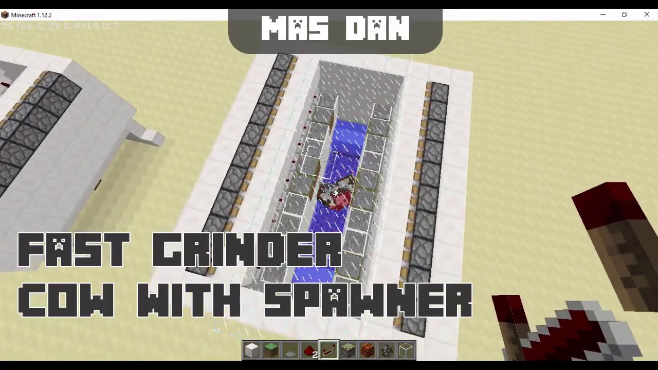 Full automatic cow grinder with spawner for skyblock - YouTube