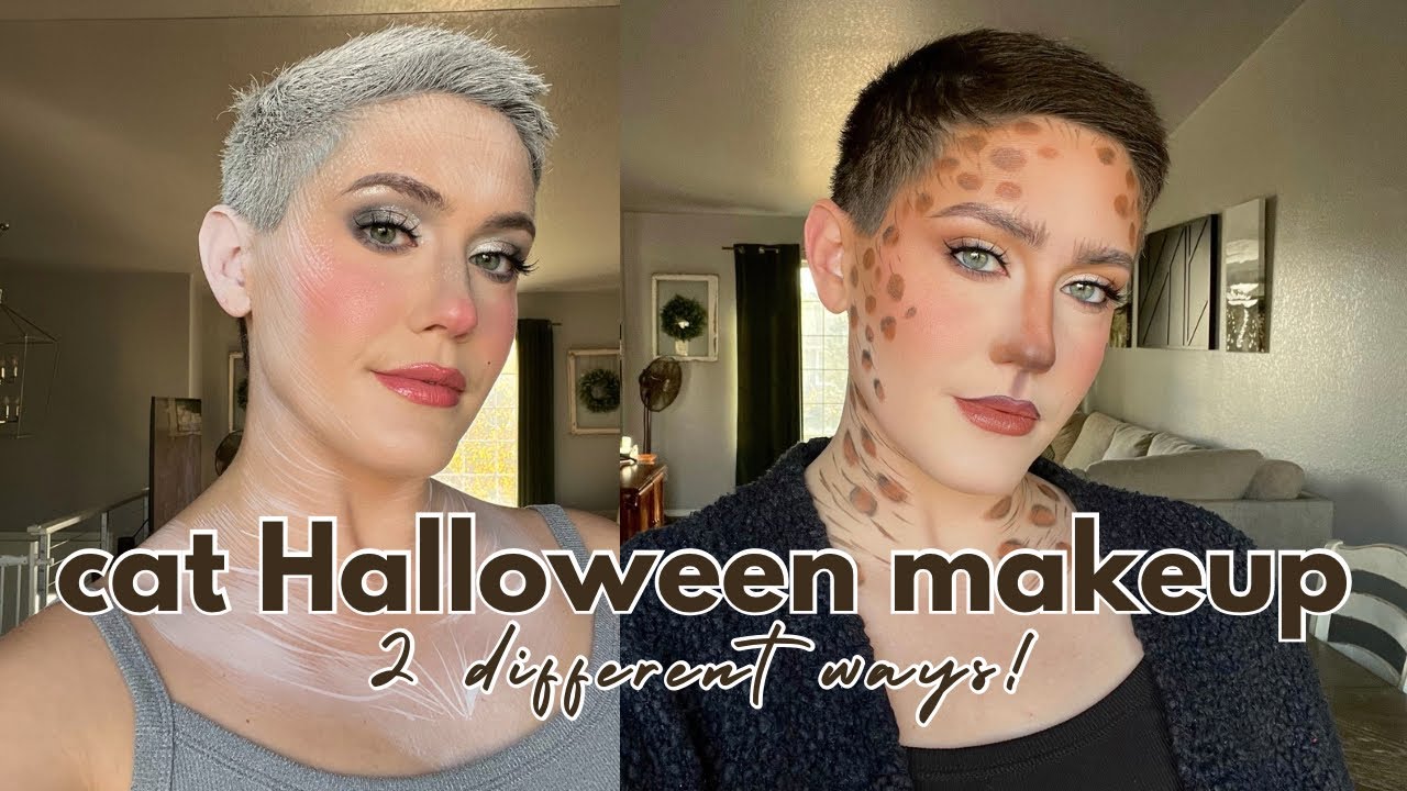 CAT HALLOWEEN MAKEUP 2 DIFFERENT WAYS! EASY CAT HALLOWEEN MAKEUP ...