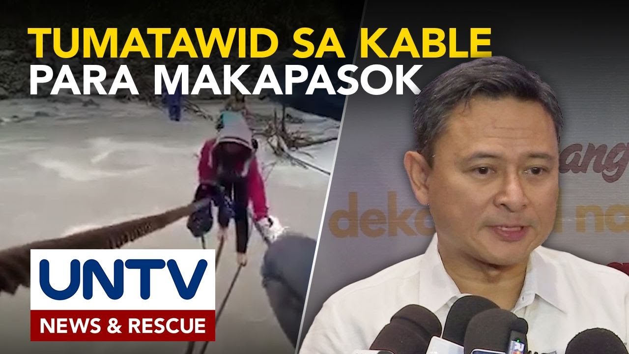 Mga estudyante, tumatawid sa kable para makapasok sa klase - YouTube