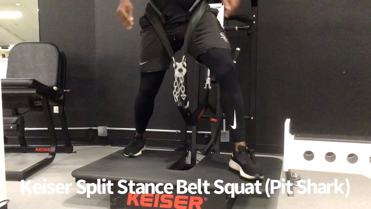 Keiser Split Stance Belt Squat (Pit Shark) - YouTube
