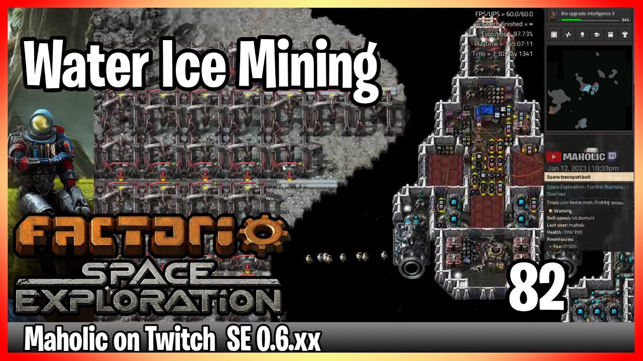 ⚙️Factorio ️ Water Ice Mining asteroid belt Space exploration 0.6 🏭⚙️ ...