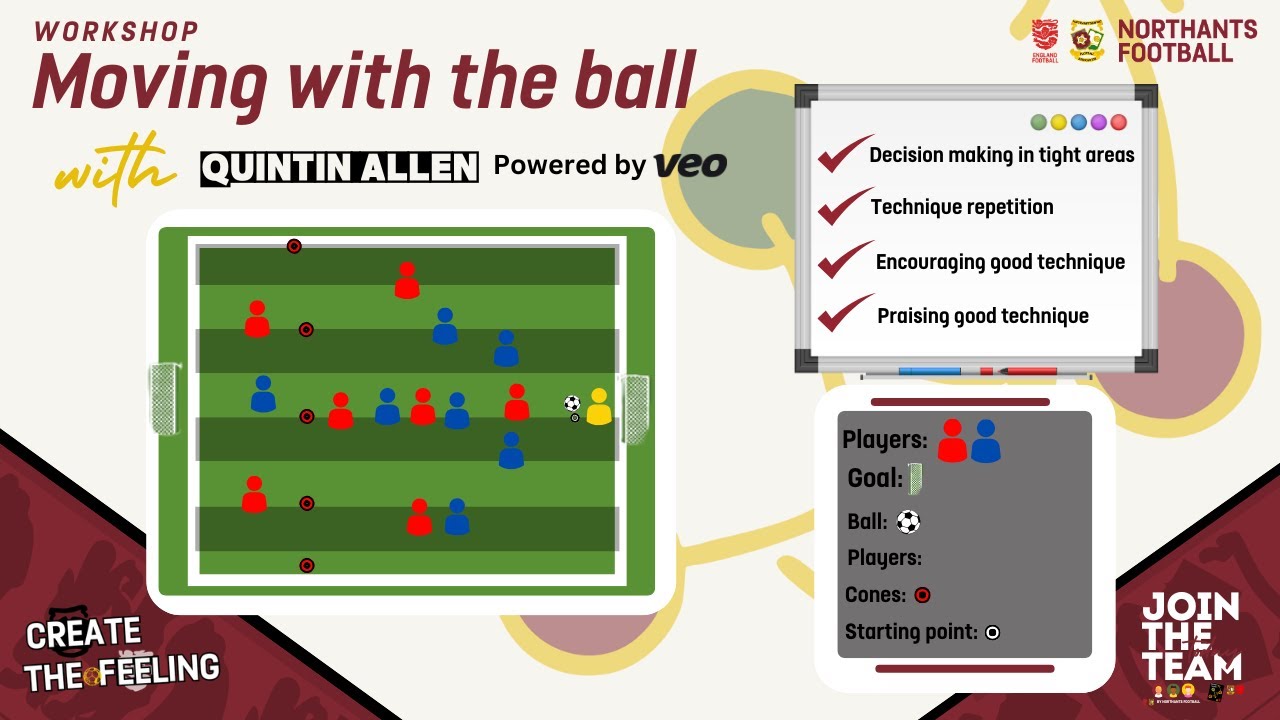 NFA Coach Development Workshops - Moving with the ball - YouTube