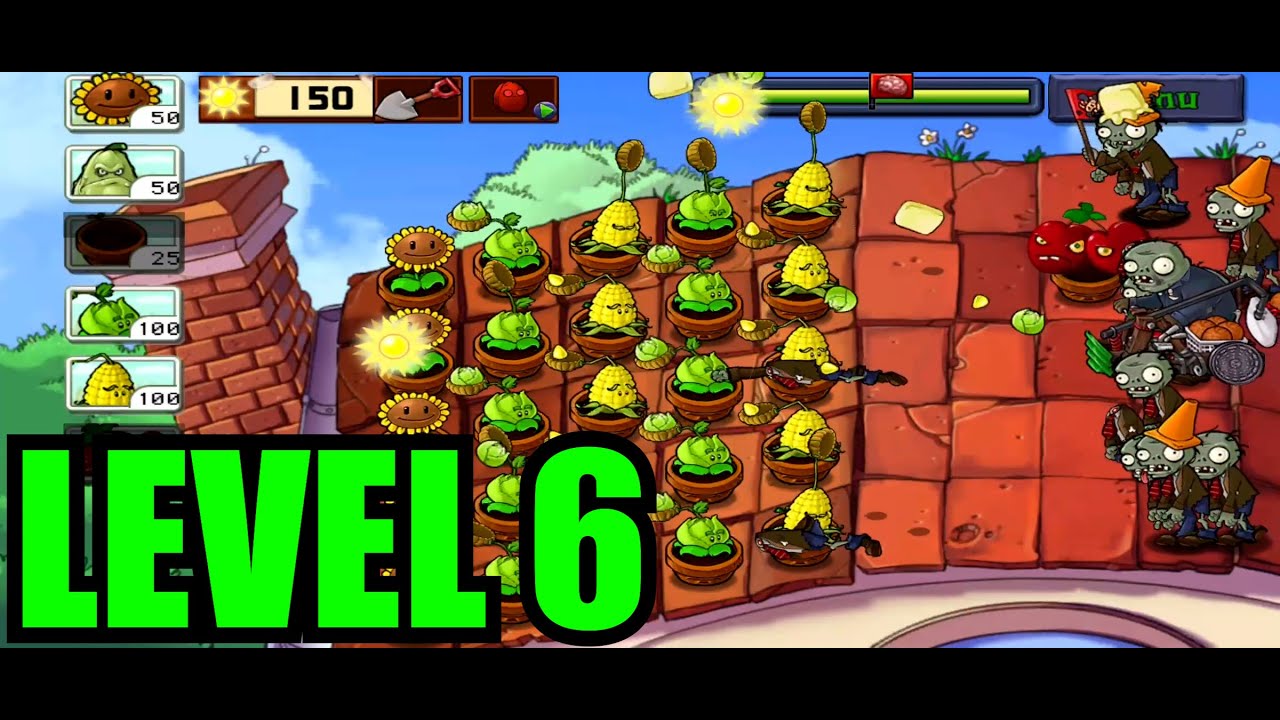 Plants vs. Zombies - Roof - Level 6 - pvz - YouTube